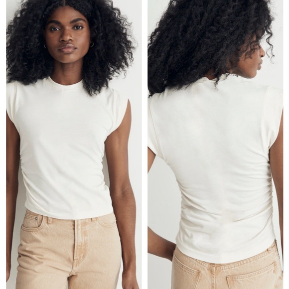 Madewell | Tops | Madewell Side Cinch Tee Shirt Lighthouse Ivory White ...